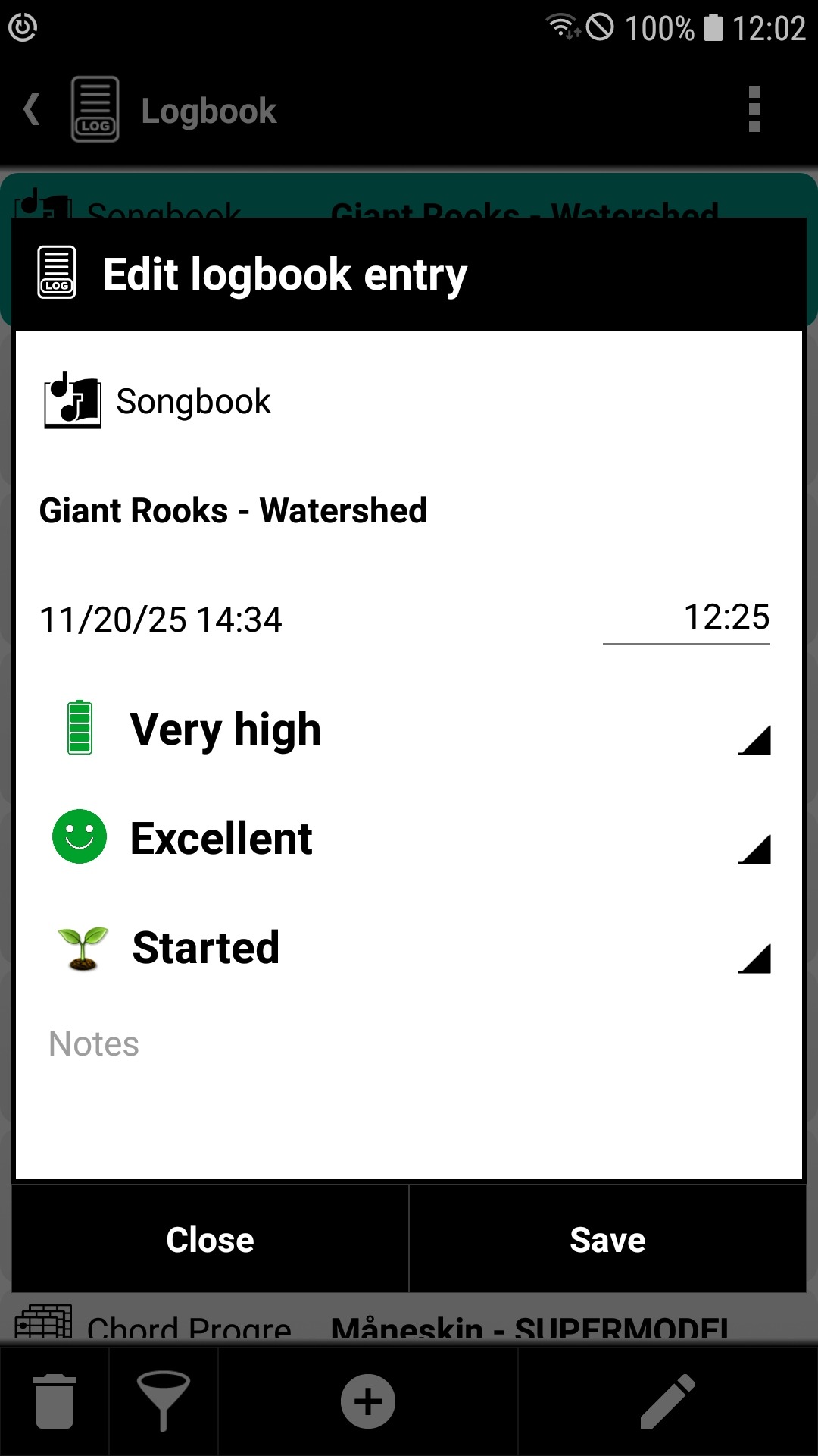 Logbook – smartChord – musicians best friend