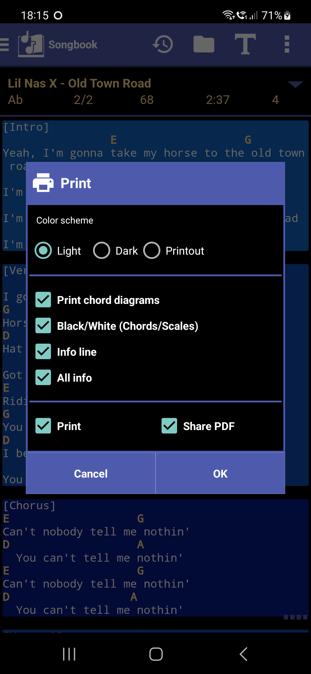 Print songs – smartChord – musicians best friend